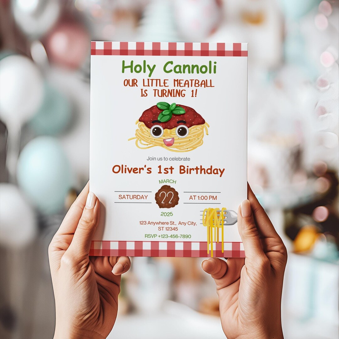 Editable Meatball Birthday Invitation - Spaghetti Party - Digital ...