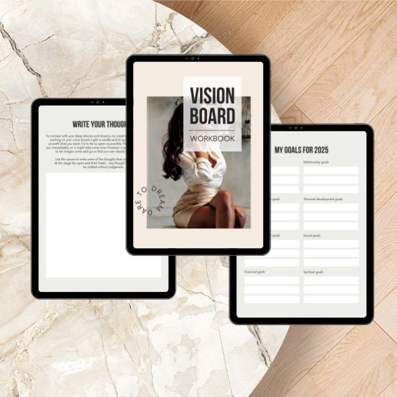 Vision Board Printable | Digital Vision Board Kit PDF | Goal Setting ...
