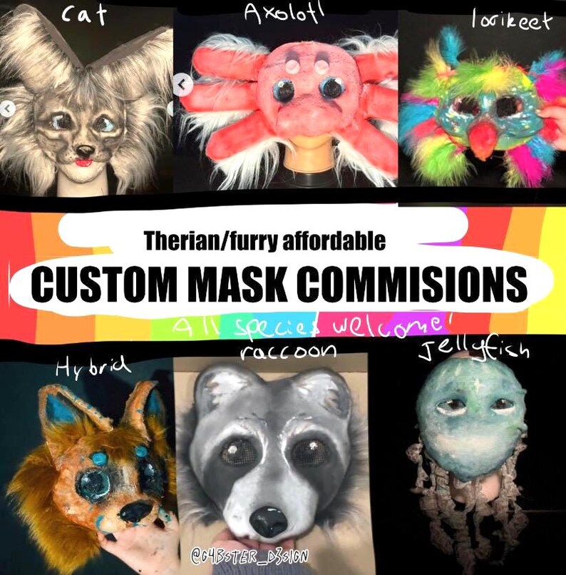 Therian Furry Custom Mask Commissions - All Species Welcome! - Etsy