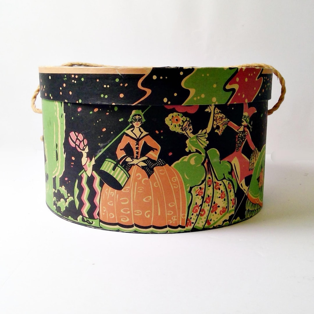 Vintage Masquerade Theme Cardboard Hat Box - Etsy