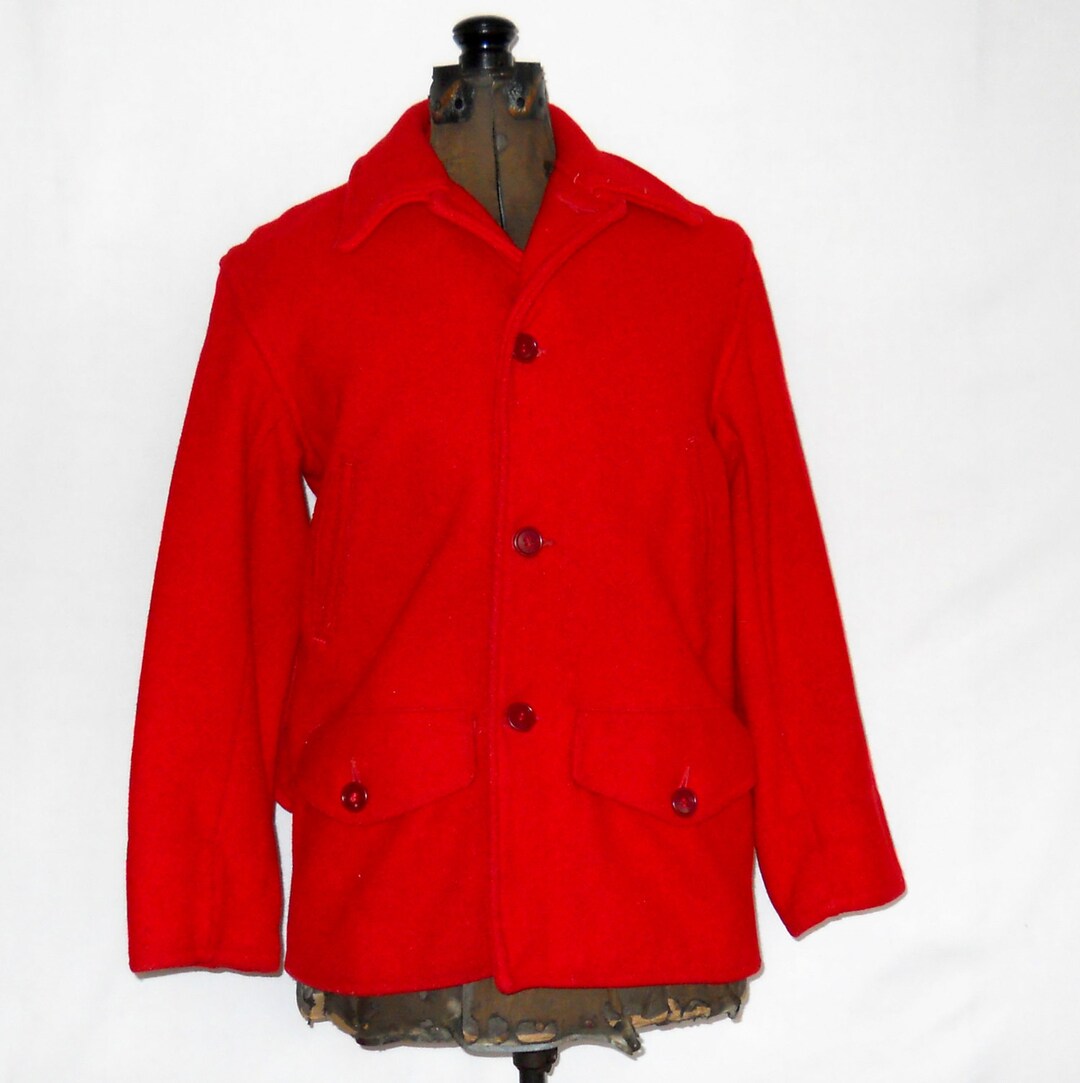 Vintage Red Western Field Hunting Coat Montgomery Wards Wool Jacket - Etsy