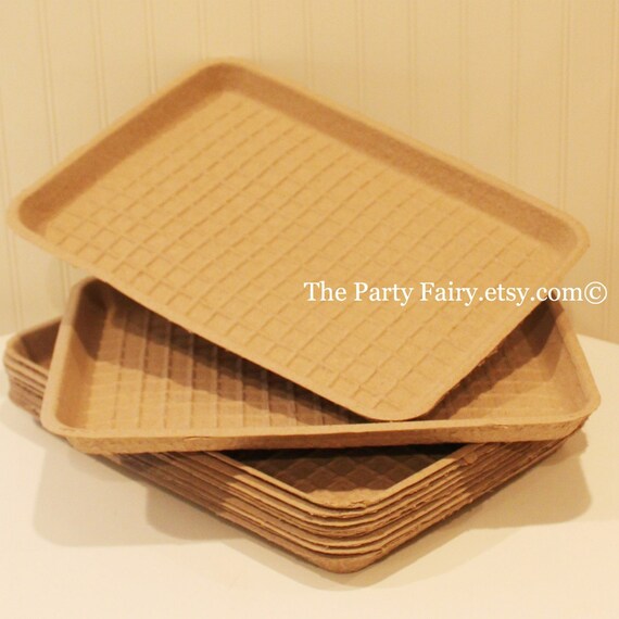 Brown Kraft Cardboard Food Tray 6 Paper Food Trays Strong