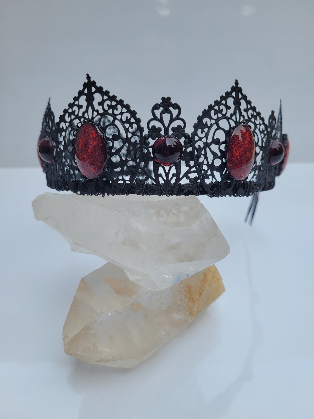 Morgaine Bad Blood Sparkle Ruby Black Filigree Tiara, Evil Queen ...