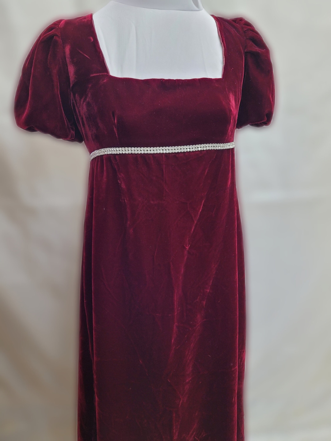 Bust 36-40" Deep Red Velvet Regency Dress, Bridgerton Daphne Ball Gown ...