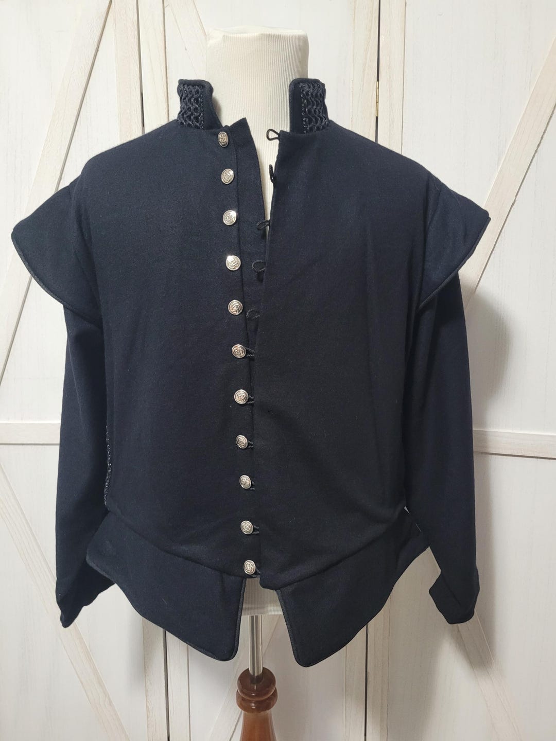 Size XL-XXL Chest 49" Black Wool Blend Tudor Doublet, the Tudors King ...