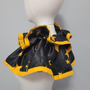 Black Satin and Yellow Jester Clown Ruff, Neck Ruff Choker, Marie ...