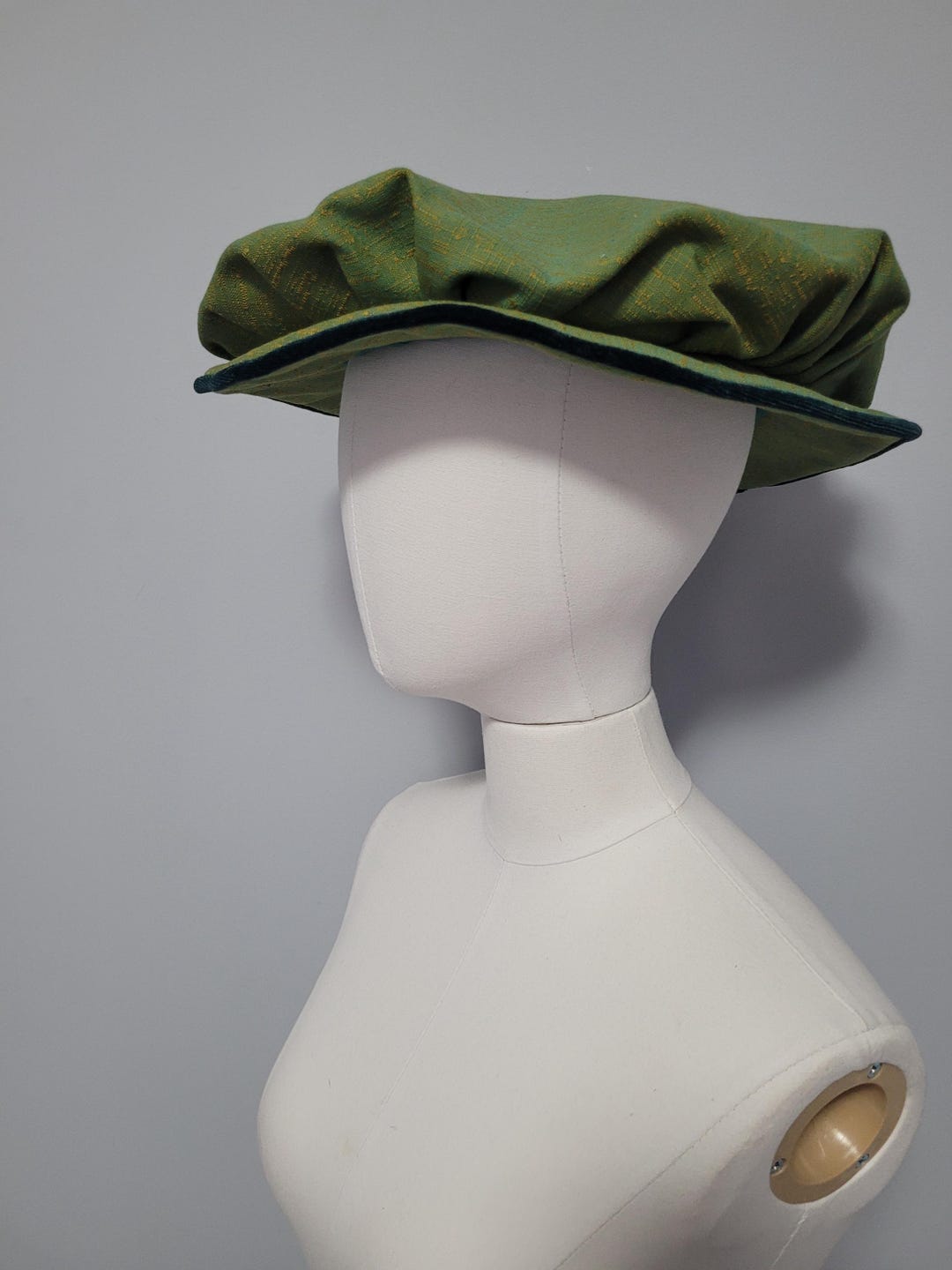 Green and Ochre Basic Tudor Elizabethan Hat, Floppy Hat, Renaissance ...