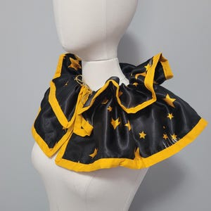 Black Satin and Yellow Jester Clown Ruff, Neck Ruff Choker, Marie ...