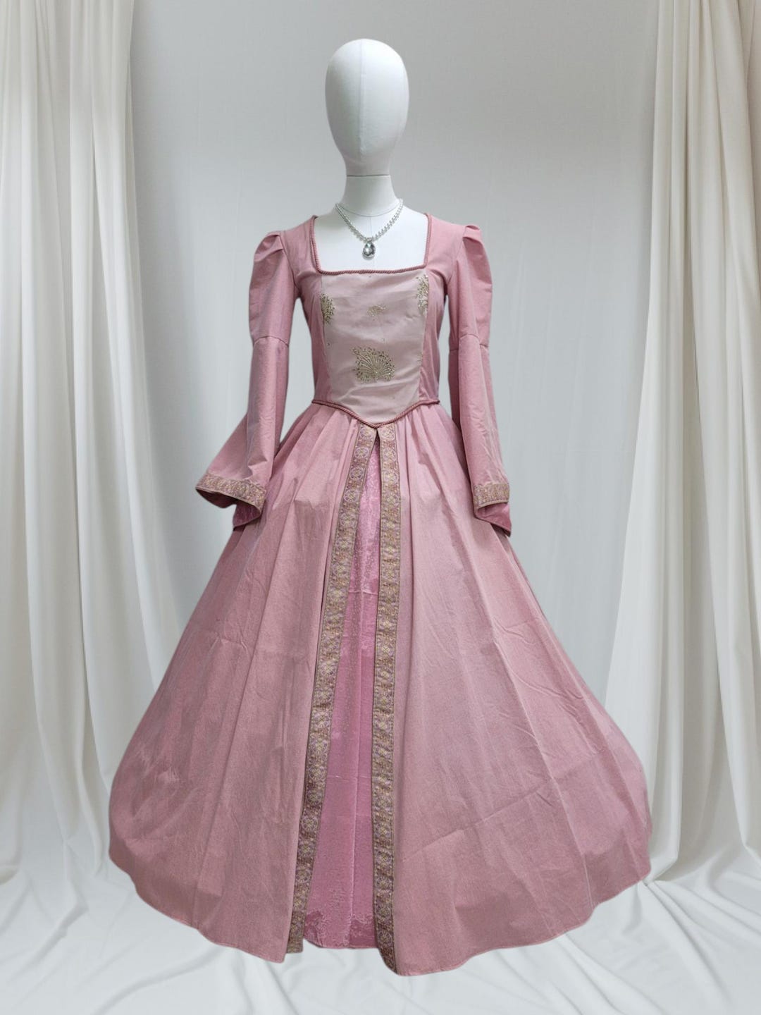 Bust 38" Dusty Pink Tudor Anne Boleyn Dress, Gown, Medieval Costume ...