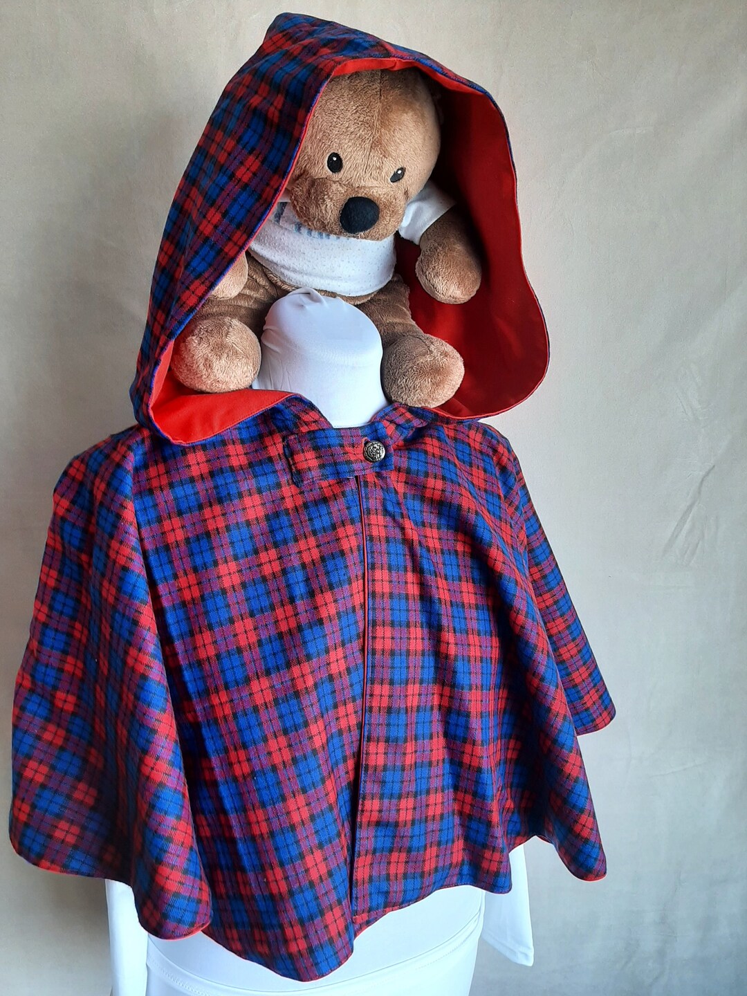 Vibrant Plaid Tudor Medieval Archer Cape, Woodland Elf Capelet, Cloak ...