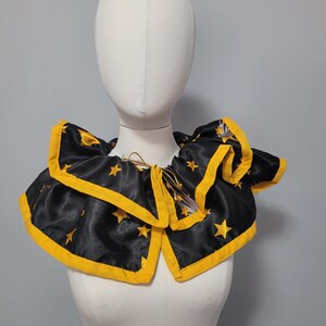 Black Satin and Yellow Jester Clown Ruff, Neck Ruff Choker, Marie ...