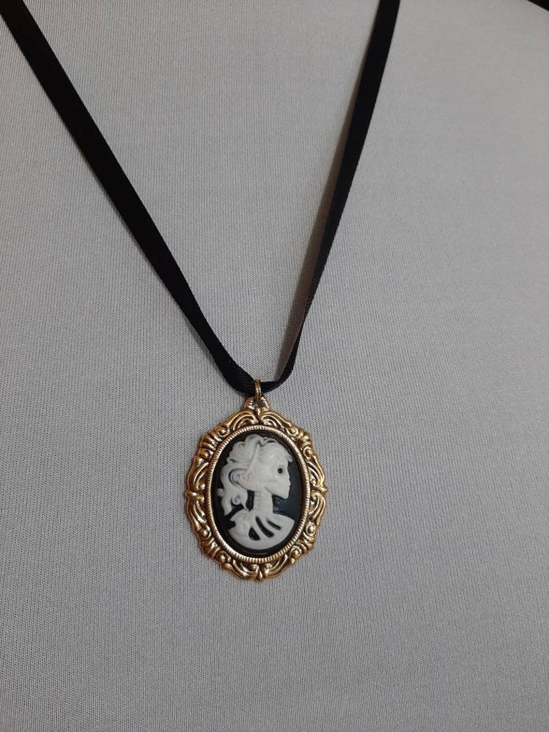 Cameo Choker Necklace Ribbon Chain Regency Victorian Emma - Etsy