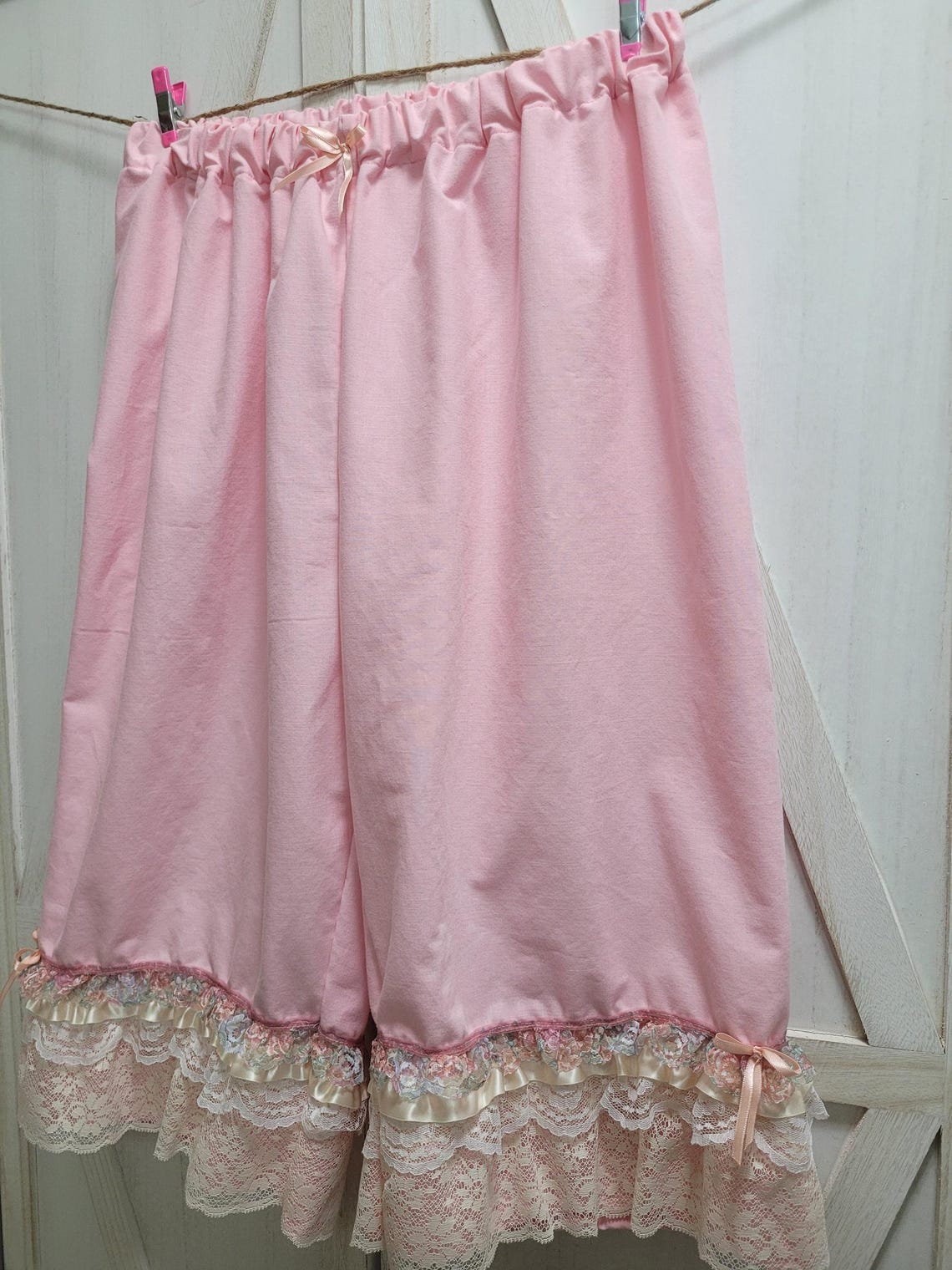 Size L Pink Cotton and Lace Bloomers, Renaissance Faire Costume ...