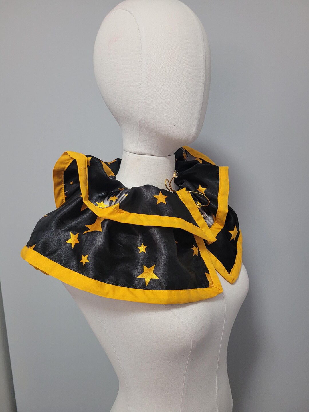 Black Satin and Yellow Jester Clown Ruff, Neck Ruff Choker, Marie ...