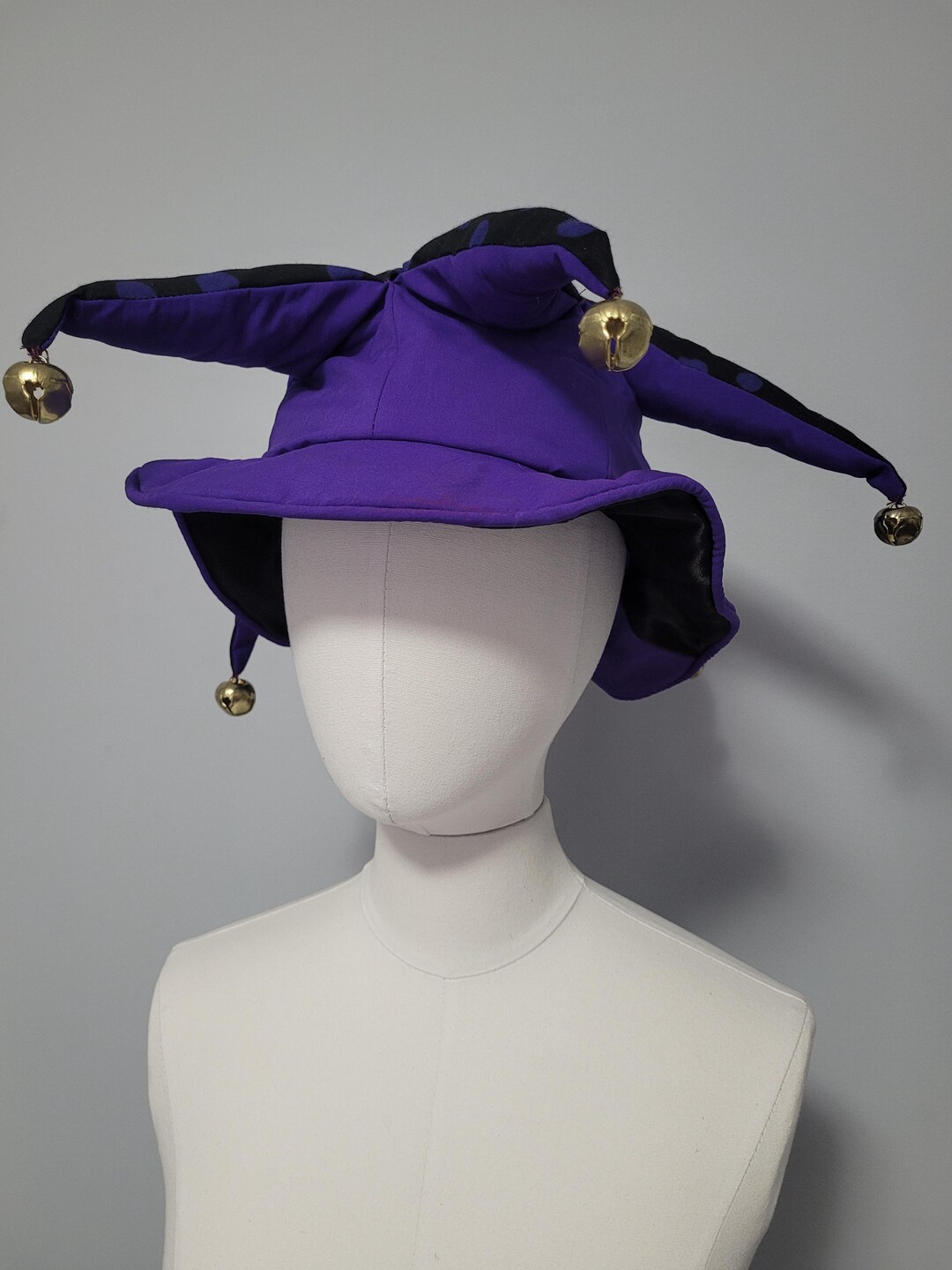 Black and Purple Jester Tudor Elizabethan Hat, Floppy Hat, Renaissance ...