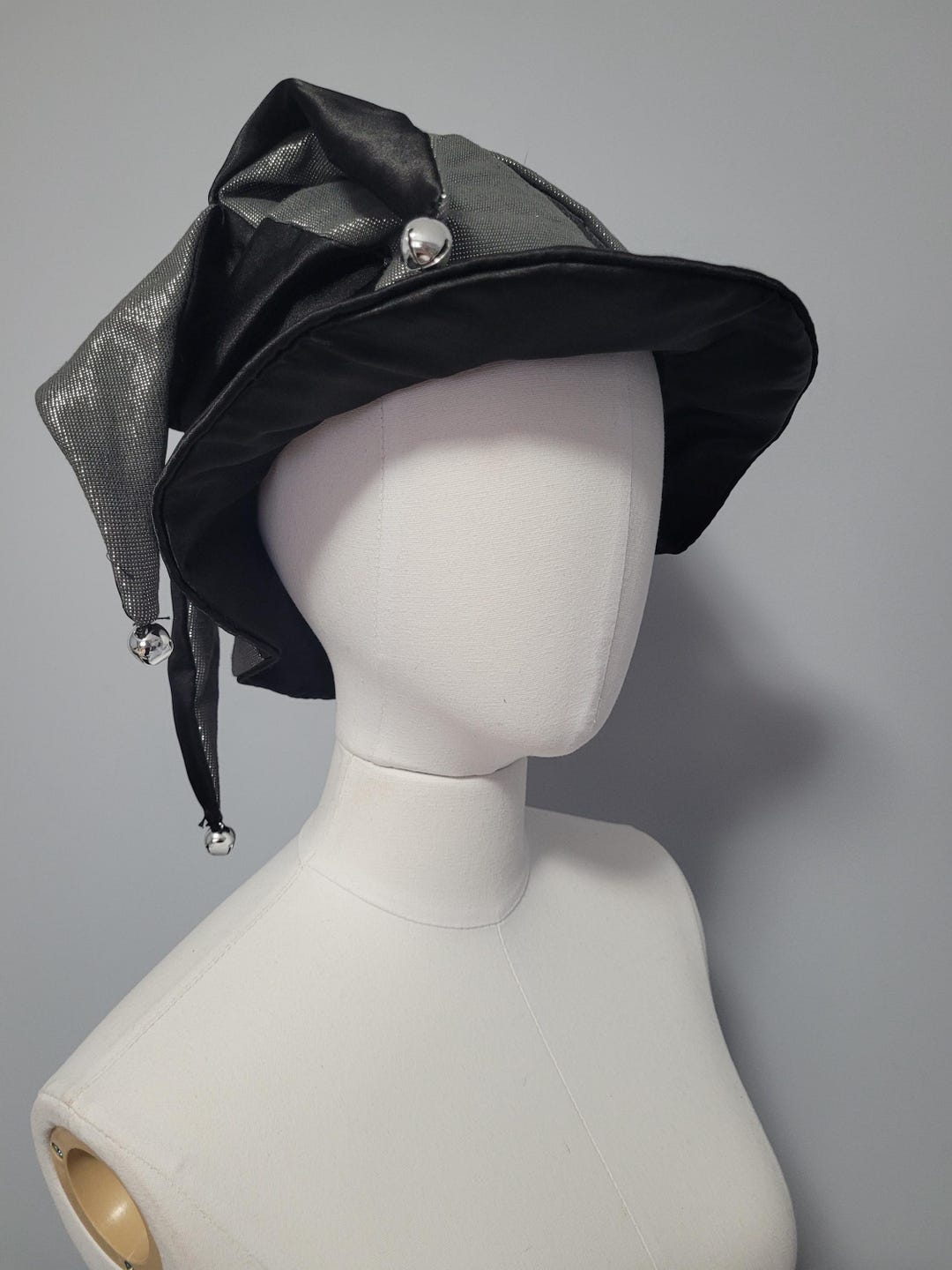 Black and Silver Jester Tudor Elizabethan Hat, Floppy Hat, Renaissance ...