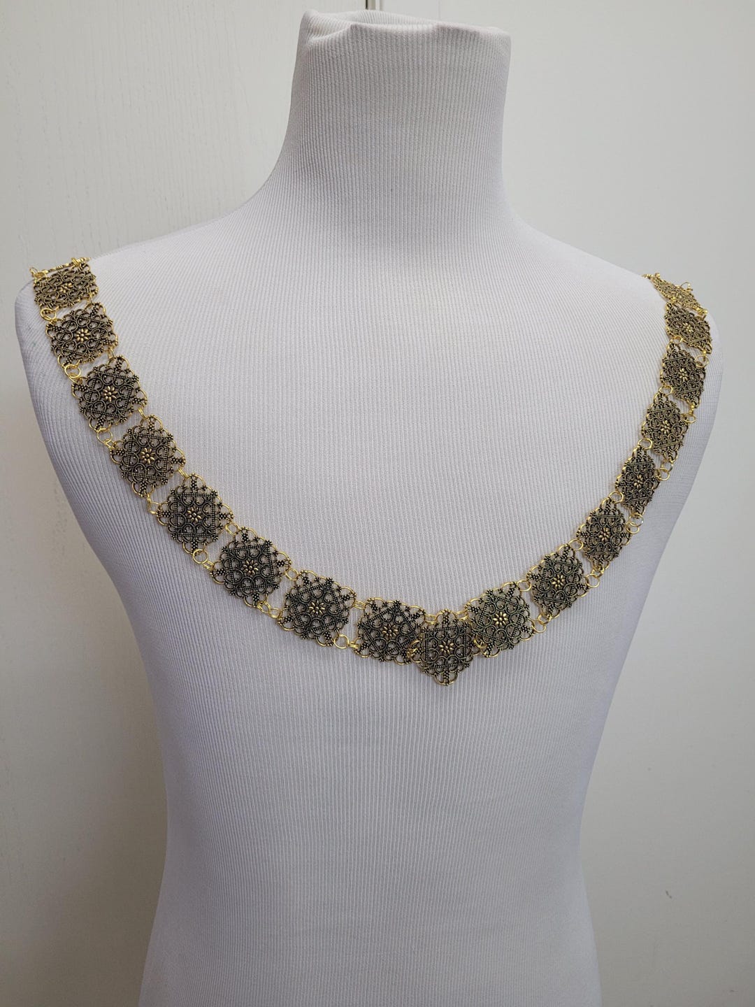 Gold Antique Finish, Tudor Chain of Office / Square Filigree Mens ...