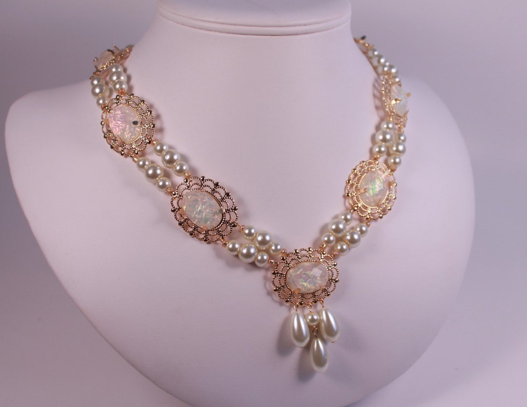 Opal Ellis Tudor Renaissance Necklace, Medieval Necklace Pearl Jewelry ...