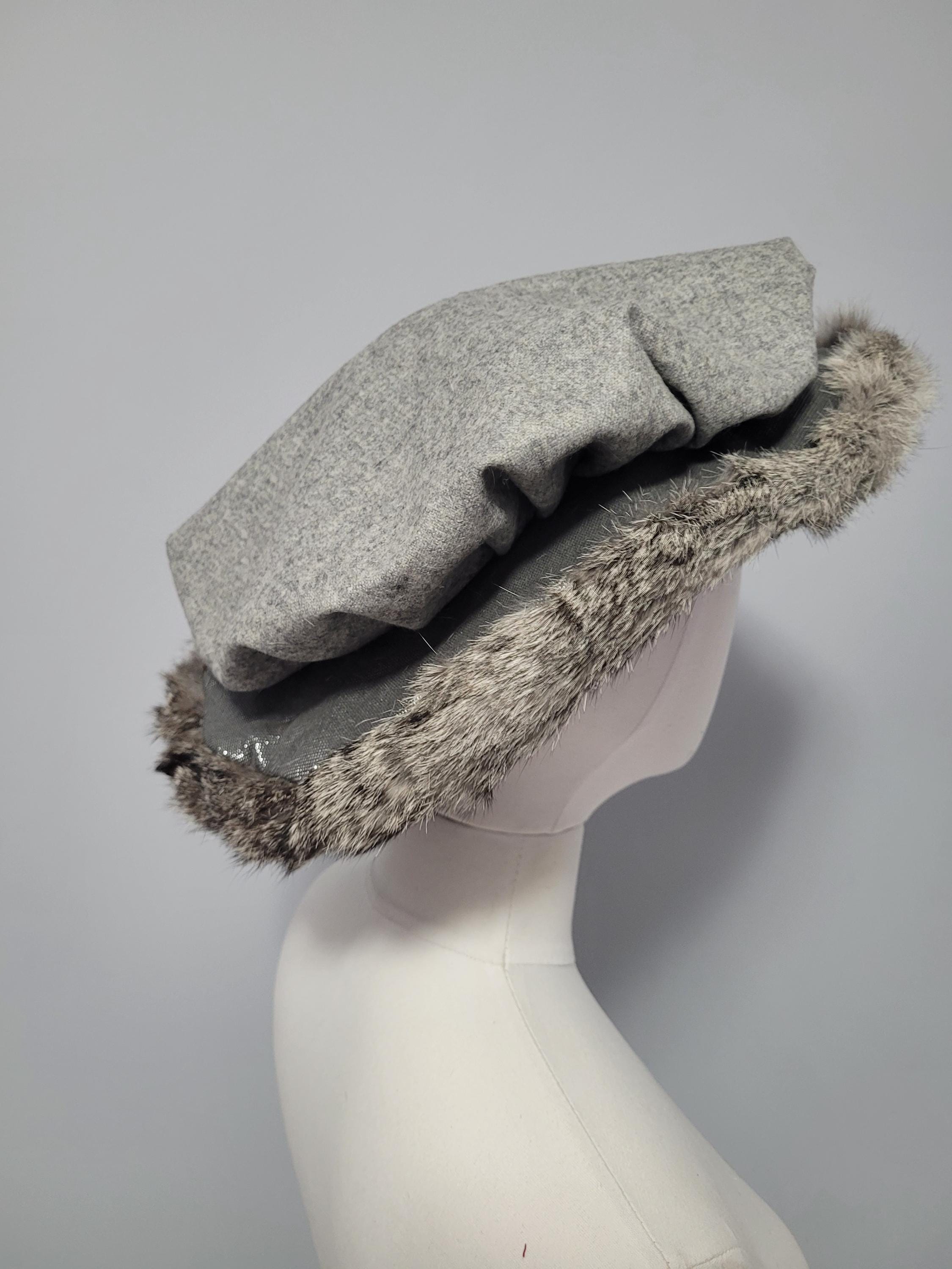 Grey With Fur Trim Tudor Elizabethan Hat, Floppy Hat, Renaissance ...