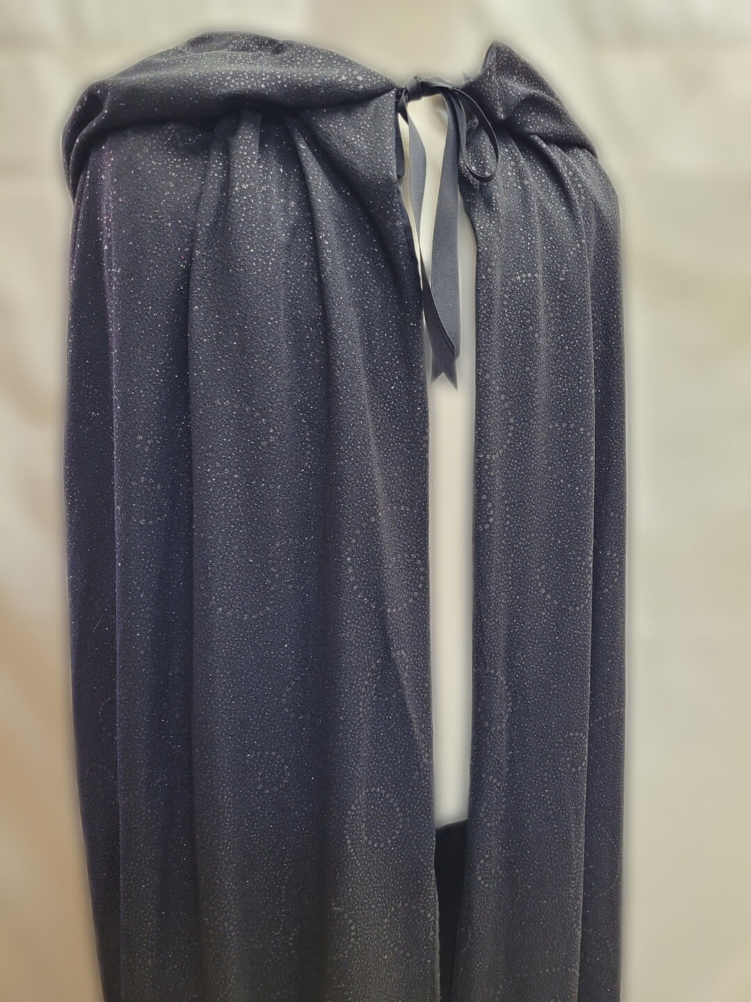 Black Night Court Sparkle Medieval Long Cape, Woodland Elf Capelet ...