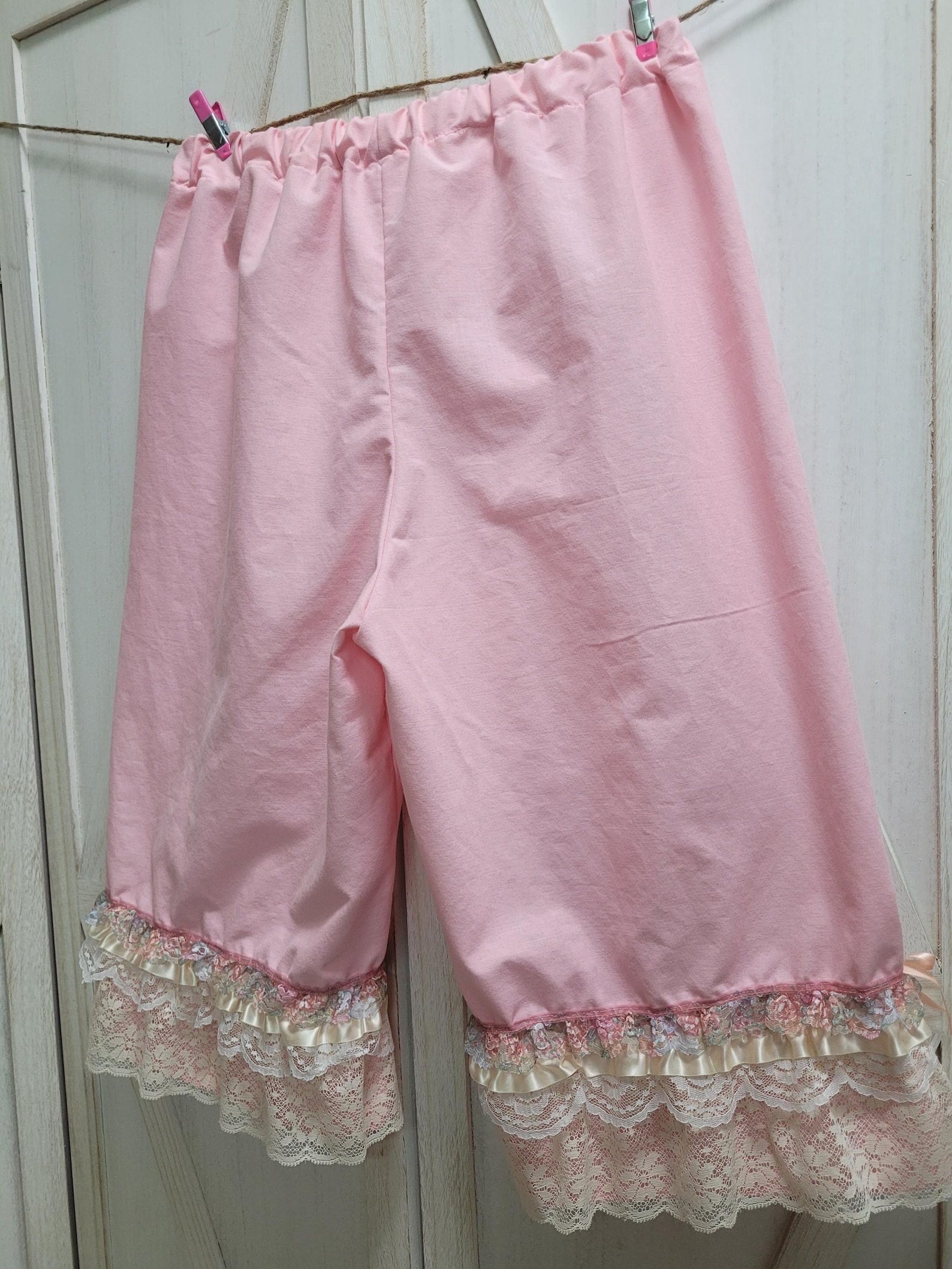Size L Pink Cotton and Lace Bloomers, Renaissance Faire Costume ...