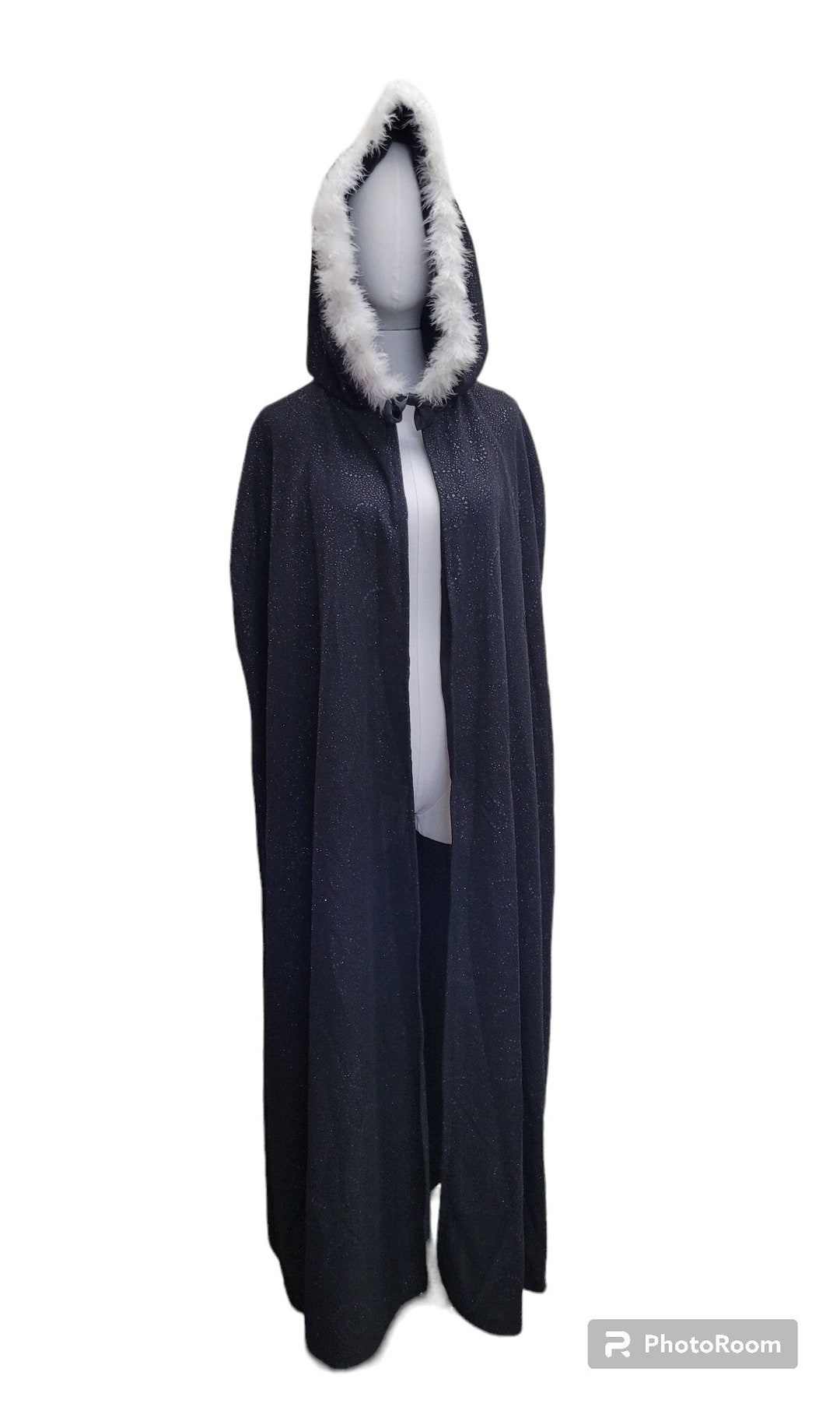 Black Night Court Sparkle Medieval Long Cape, Woodland Elf Capelet ...