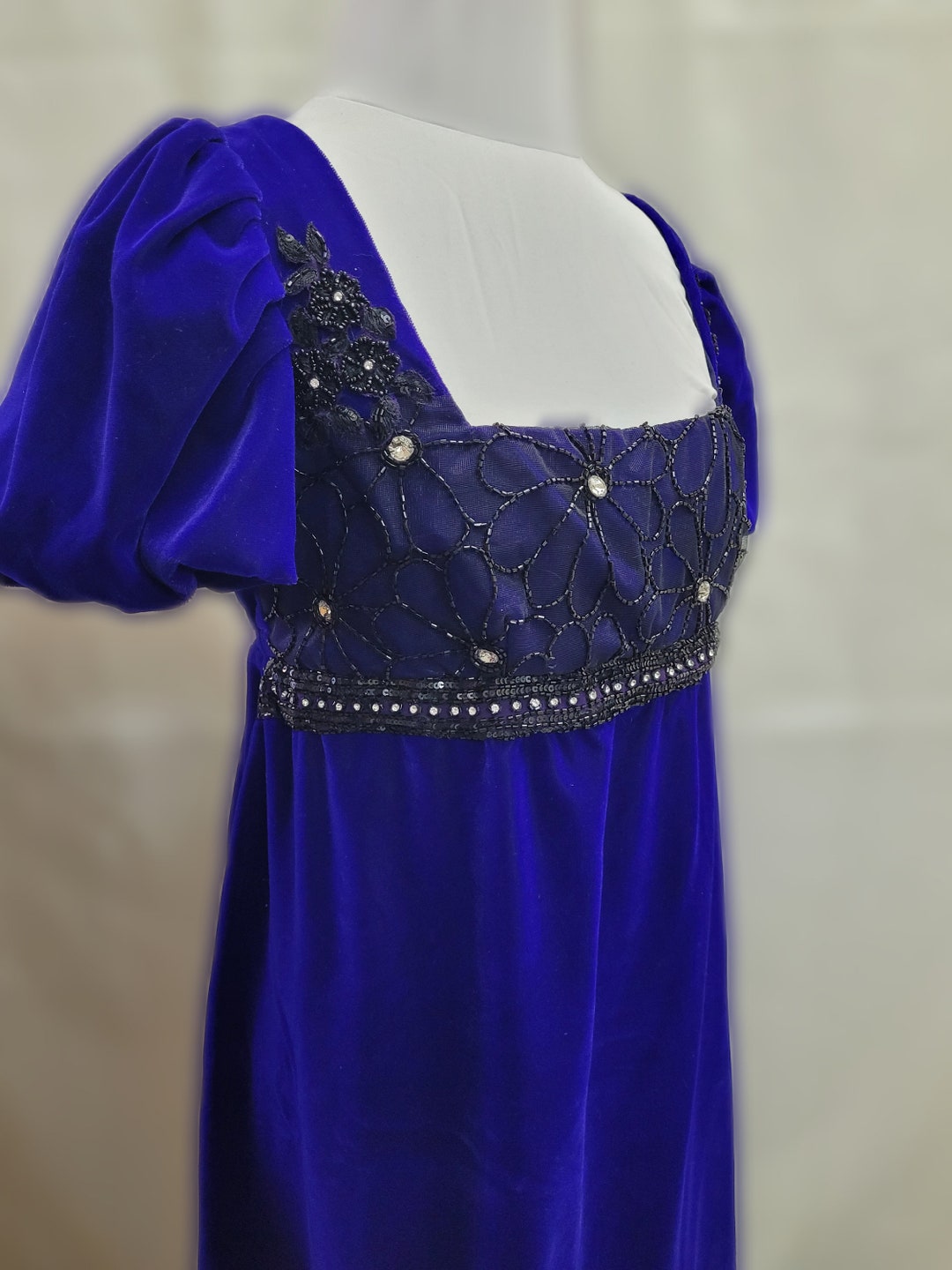 Bust 37-41 Olive Purple Velvet Regency Dress, Bridgerton Daphne Ball ...