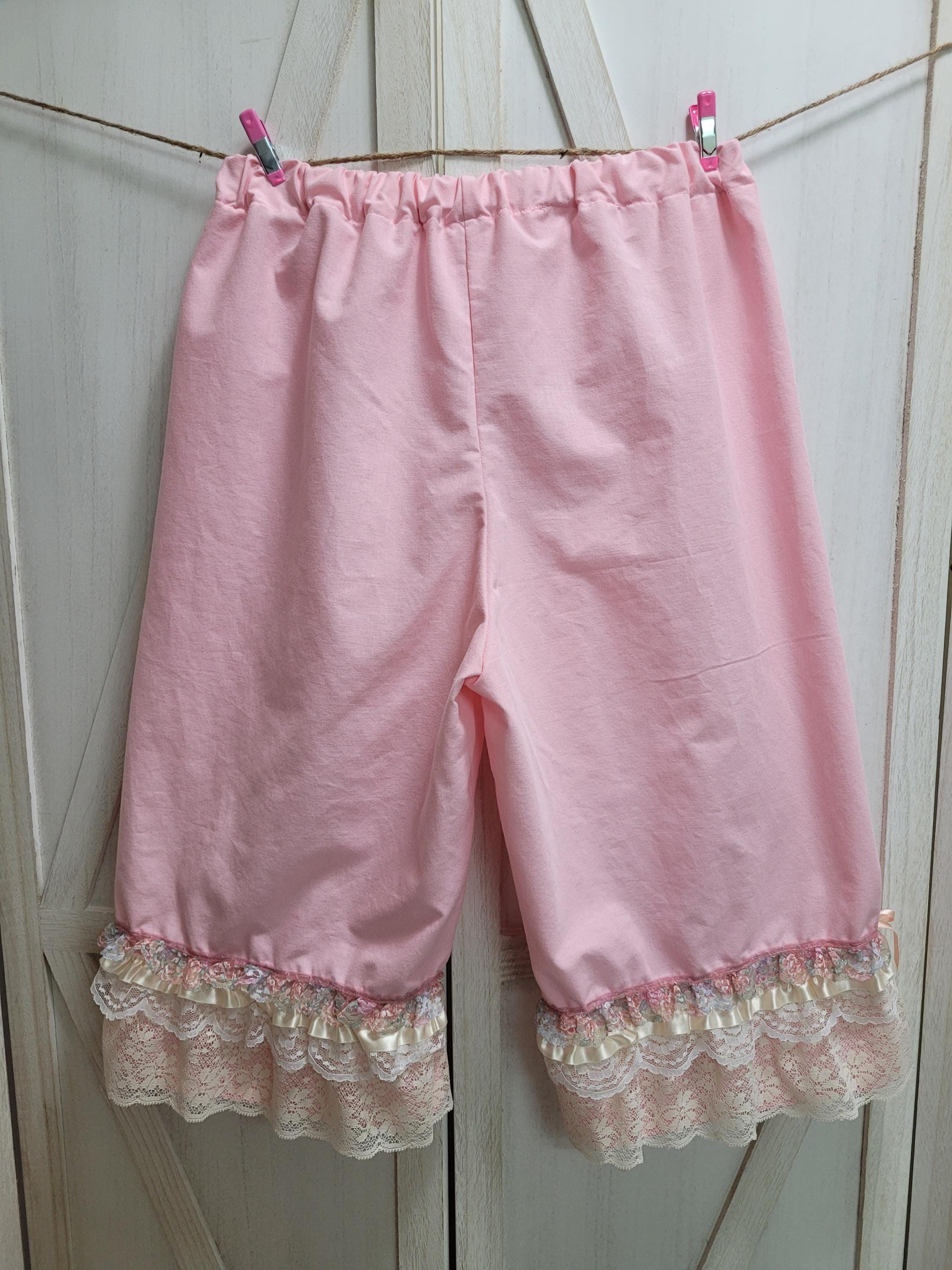 Size L Pink Cotton and Lace Bloomers, Renaissance Faire Costume ...