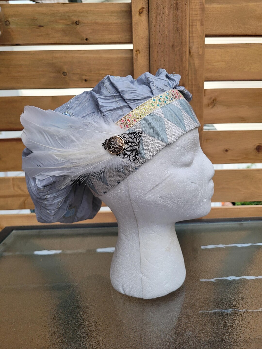 Blue and Gold Embroidered Muffin Cap, Tudor Renaissance Faire Costume ...