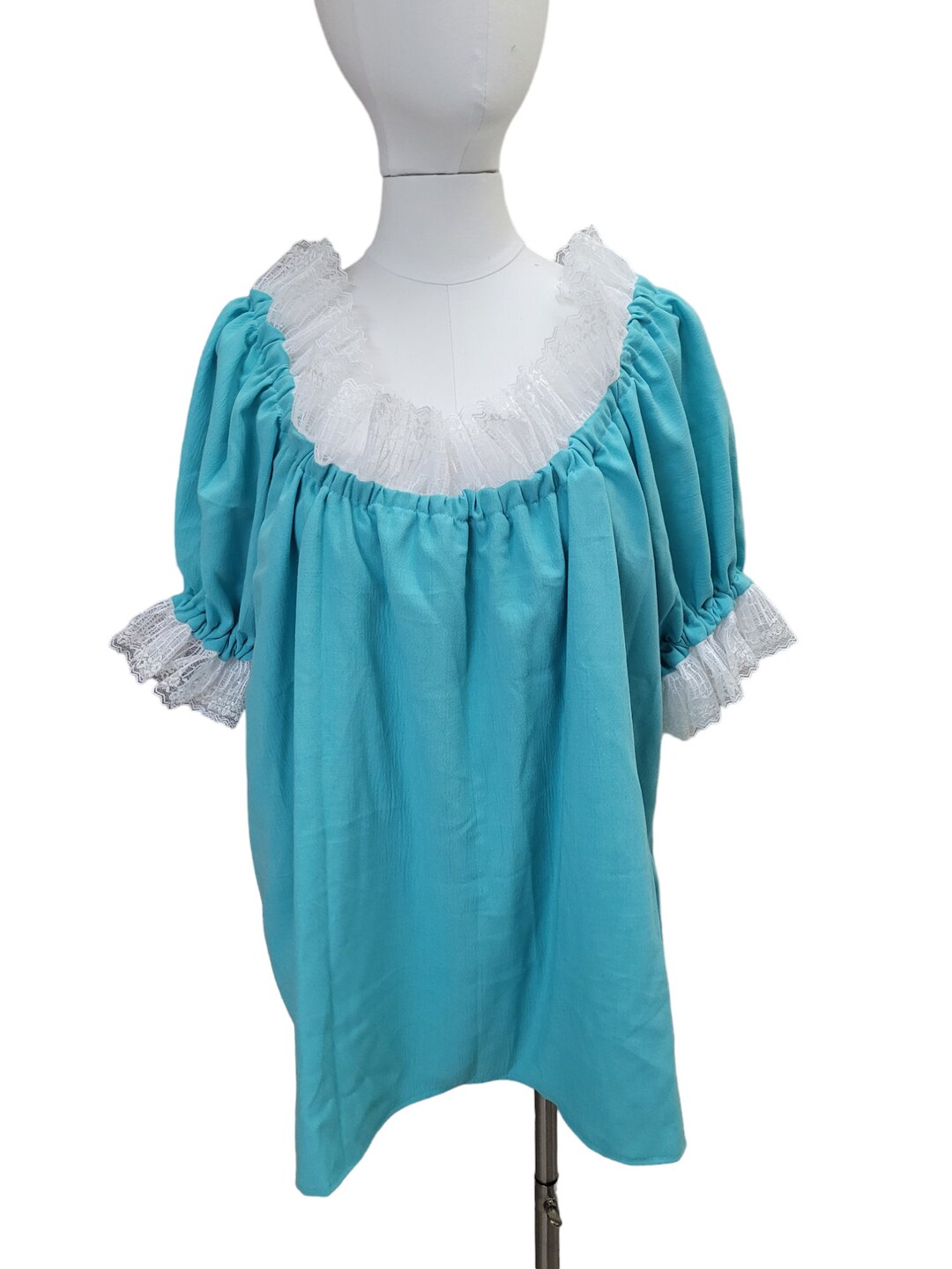 Teal/turquoise Hip Length Cotton Chemise, Renaissance Costume Dress ...