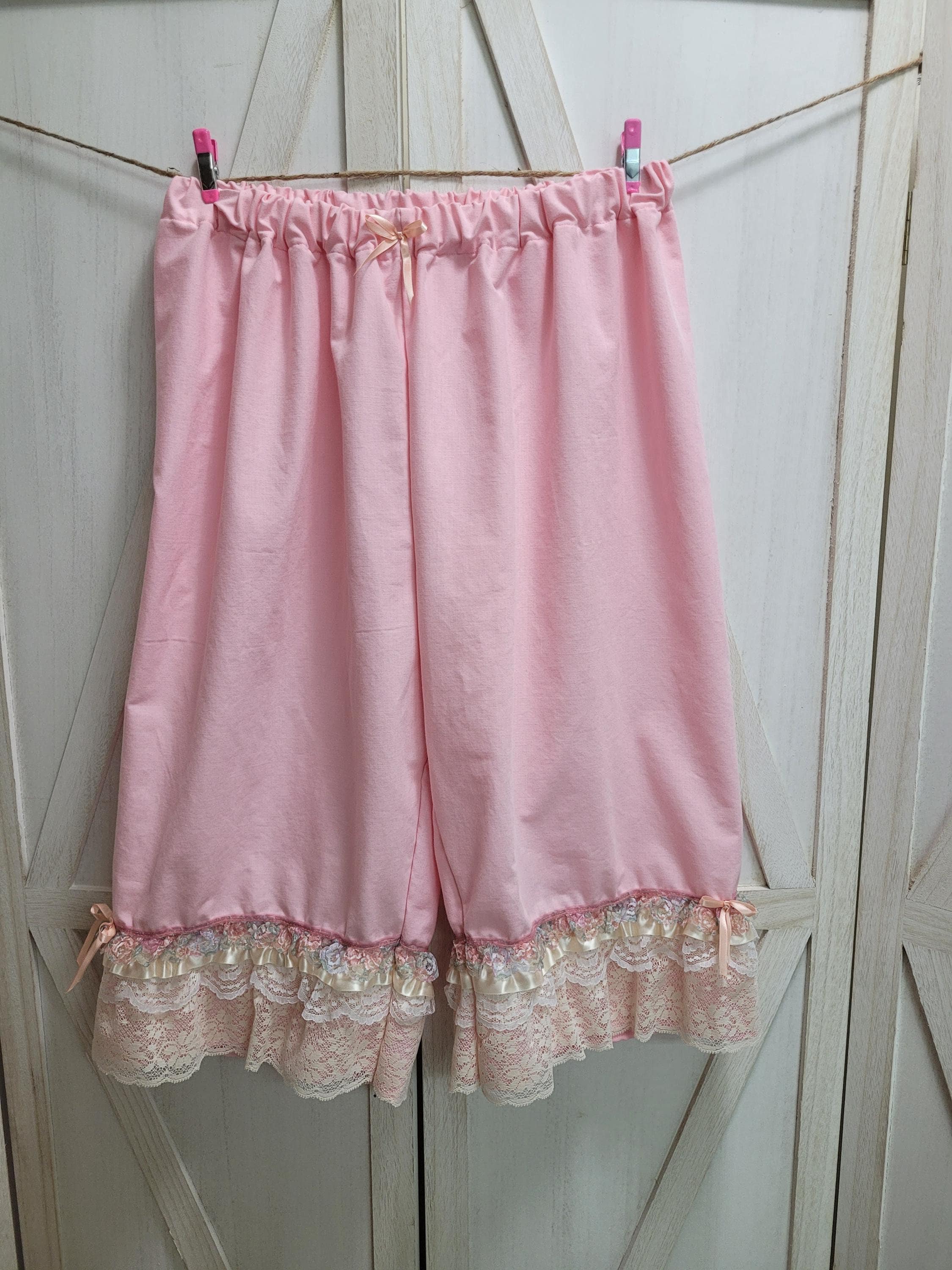 Size L Pink Cotton and Lace Bloomers, Renaissance Faire Costume ...