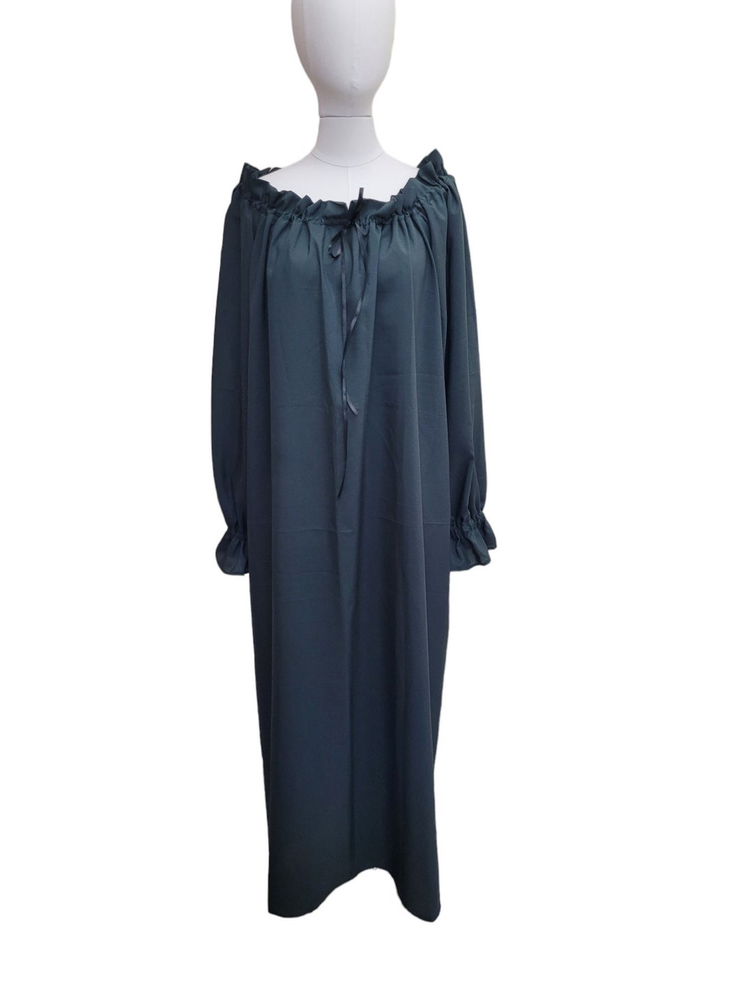 Dark Olive Green Soft Full Length Chemise, Renaissance Costume Dress ...