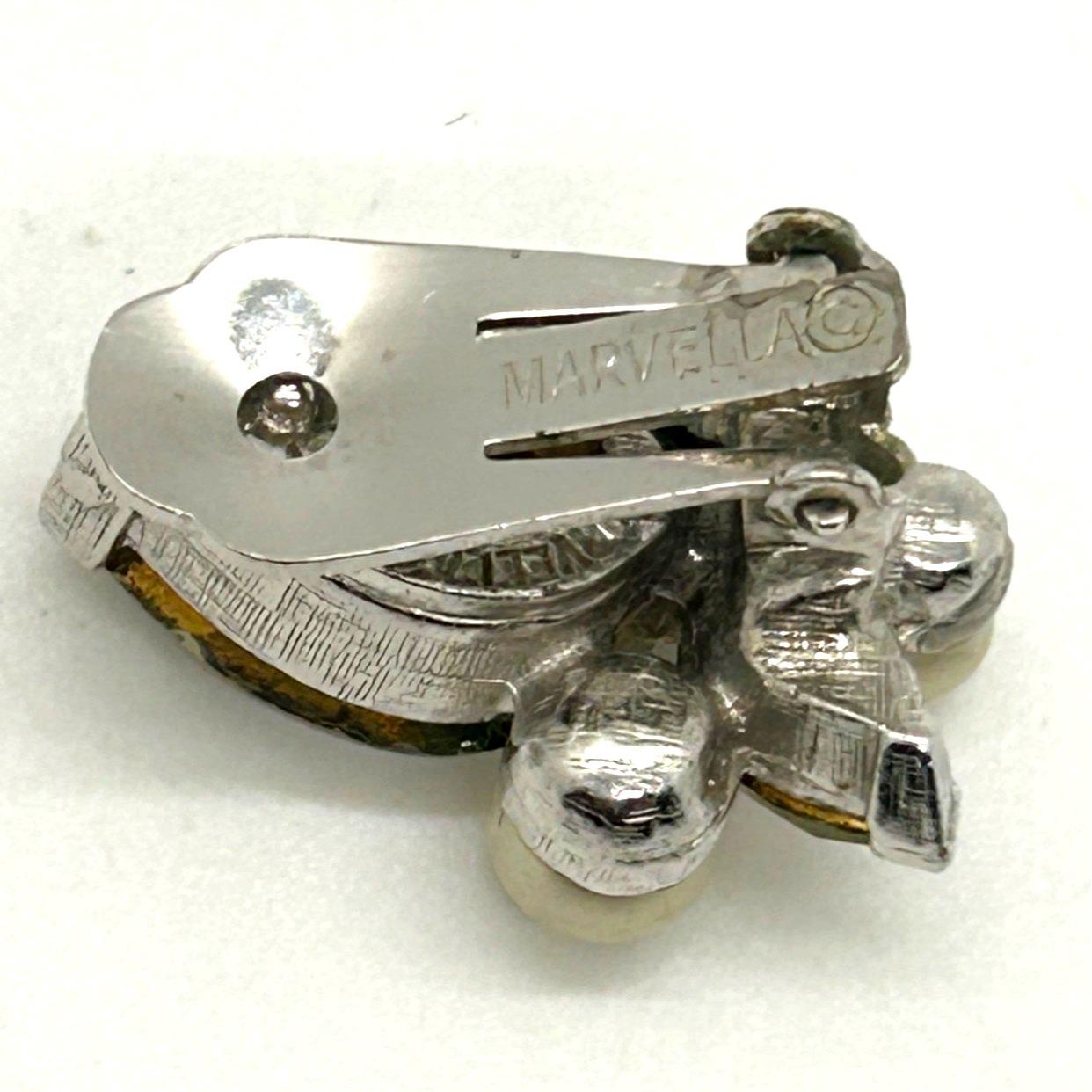 Marvella Vintage 1950s Pearl & Rhinestone Silver-tone Clip-on Bridal ...