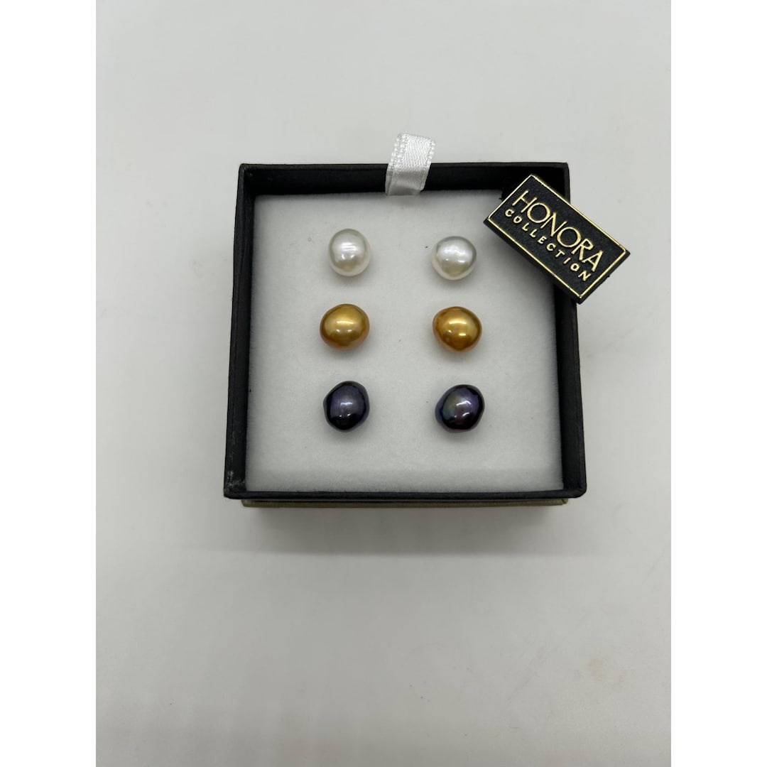 Honora Collection Freshwater Potato Pearl Stud Earrings Set in White ...