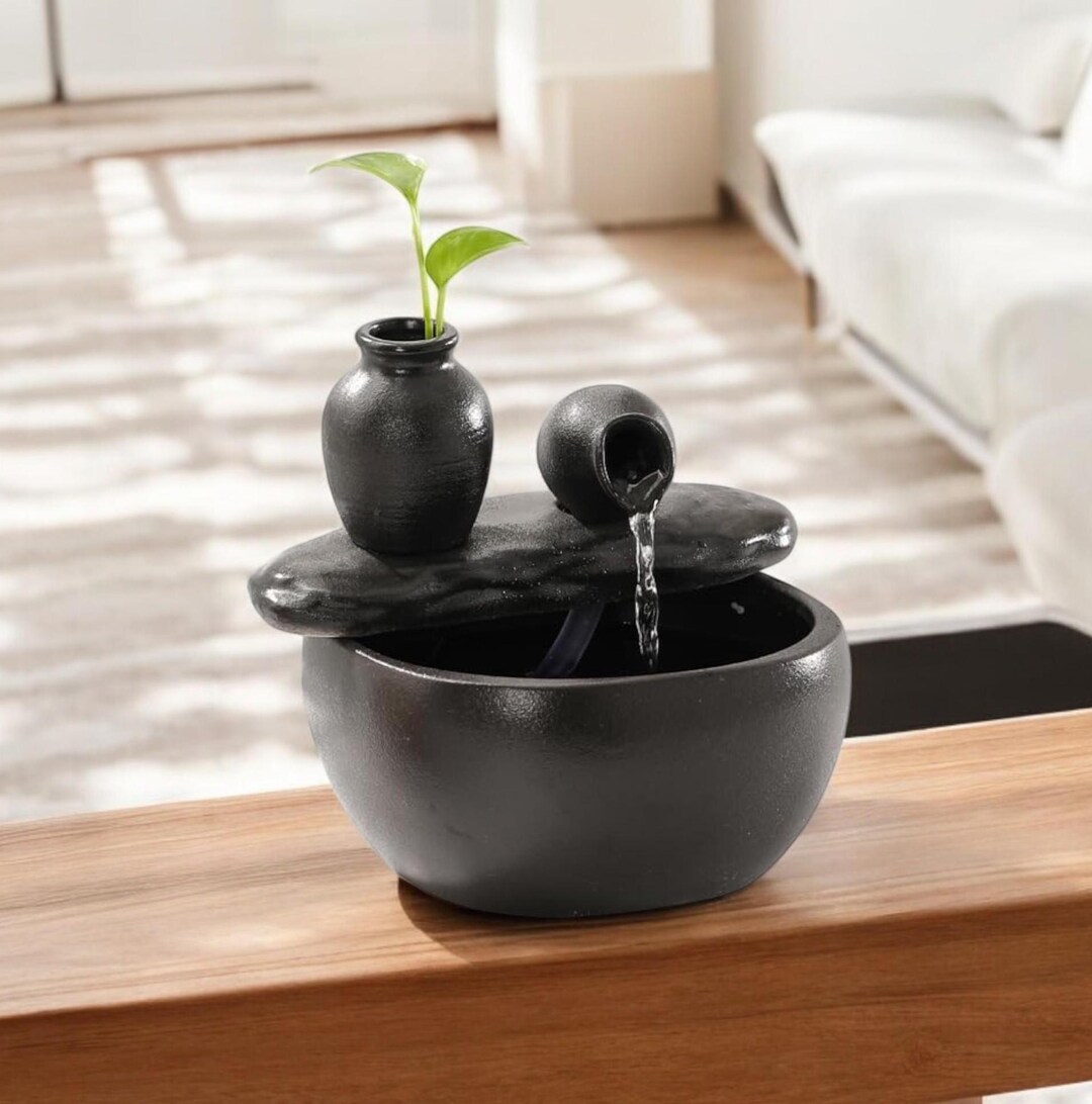 Ceramic Pot Tabletop Fountain - Elegant Indoor Water Feature for Home ...