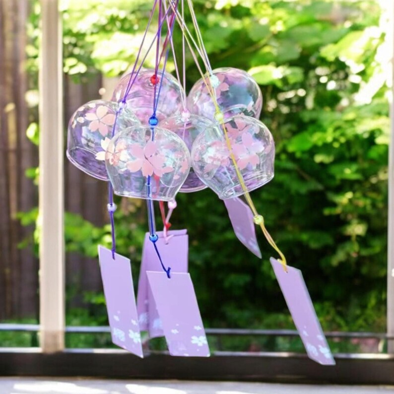 Sakura Glass Wind Chime – Japanese Hanging Bell for Home & Garden Decor ...