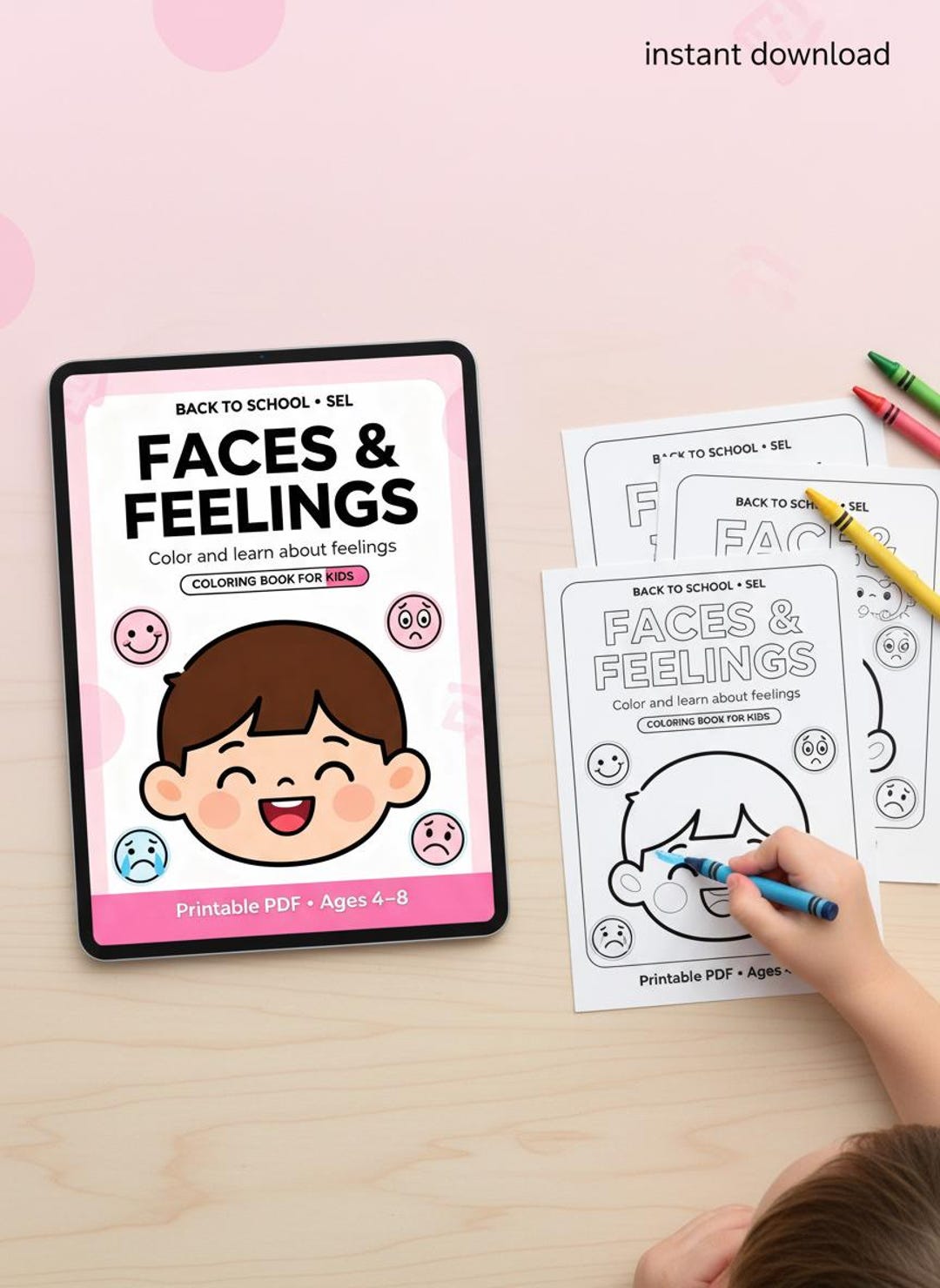 Faces & Feelings Coloring Book for Kids: Back to School SEL Emotions ...