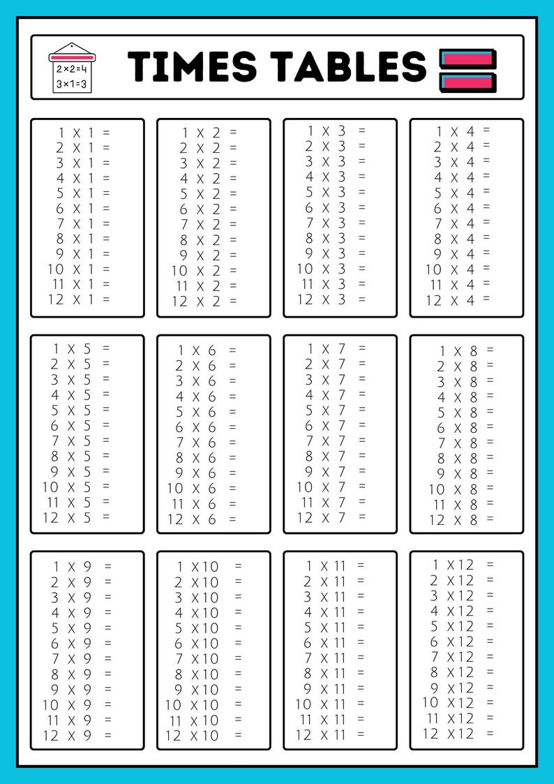Times Tables Worksheets Pack | Multiplication Practice Sheets 1-12 ...