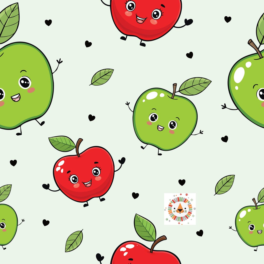 Seamless Pattern Happy Apples, Seamless Design Apples, Design for ...
