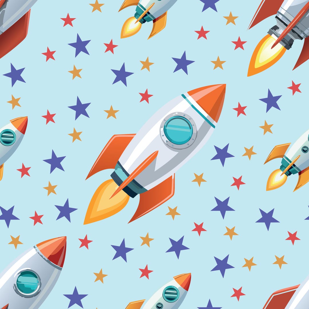 Seamless Pattern Rocket Blue, Seamless Design Rocket, Design for Fabric ...