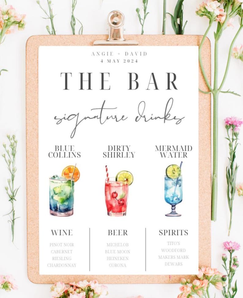Editable Cocktail Menu for Signature Drinks by Sincerelylosardo ...
