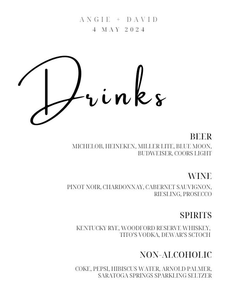 Editable Minimalist Cocktail Menu for Signature Drinks by ...