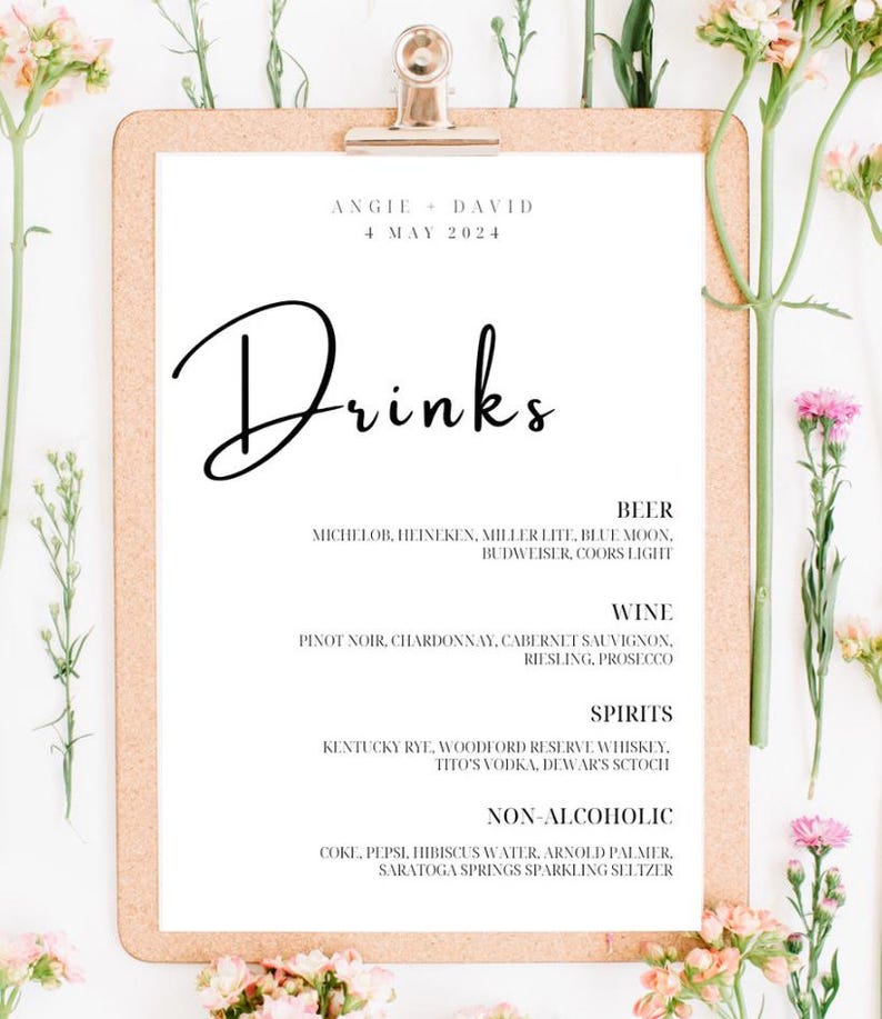 Editable Minimalist Cocktail Menu for Signature Drinks by ...