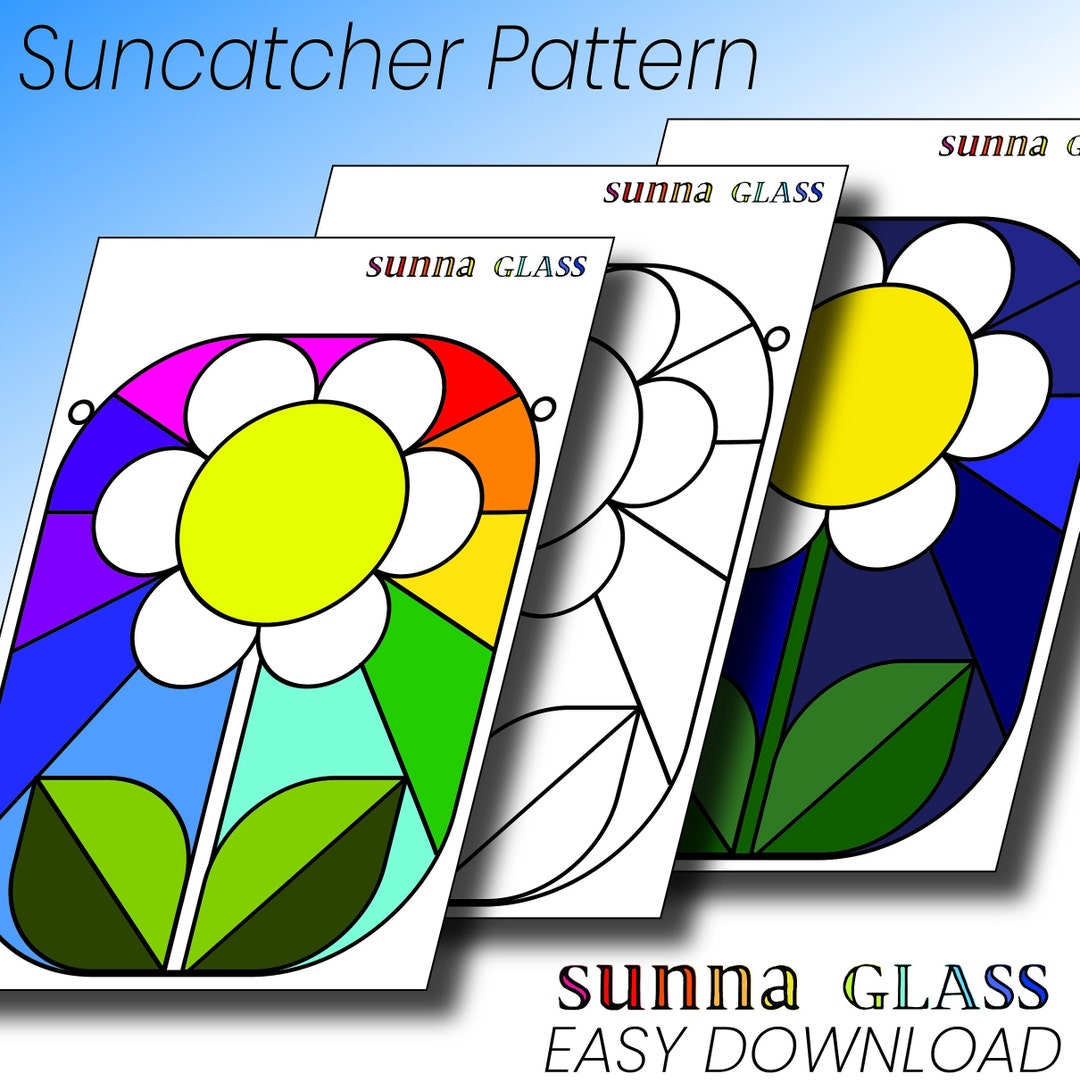 Daisy Suncatcher Pattern, Downloadable PDF Stained Glass Flower Pattern ...