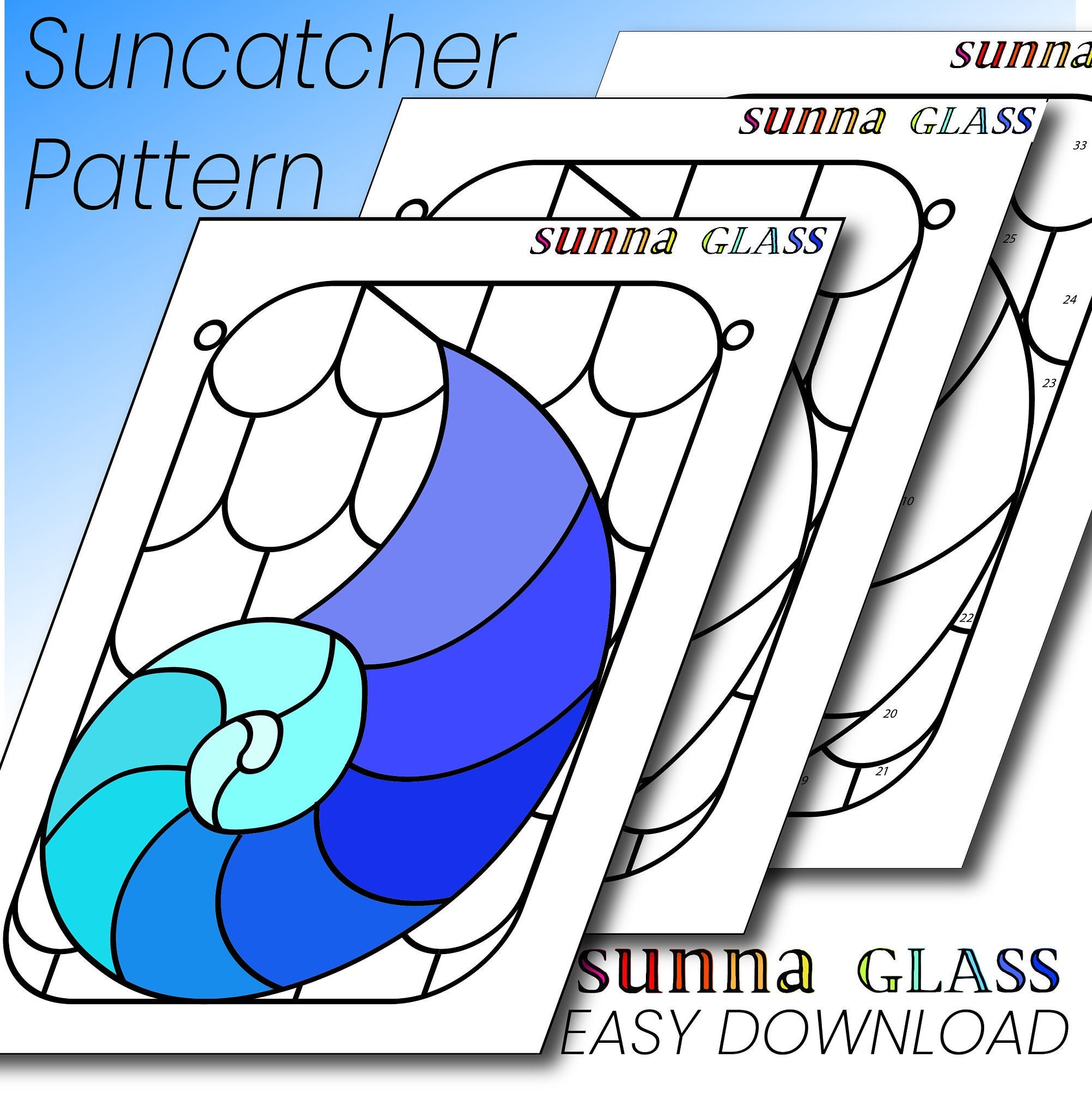 Nautilus Shell Suncatcher Pattern, Downloadable PDF Stained Seaside ...