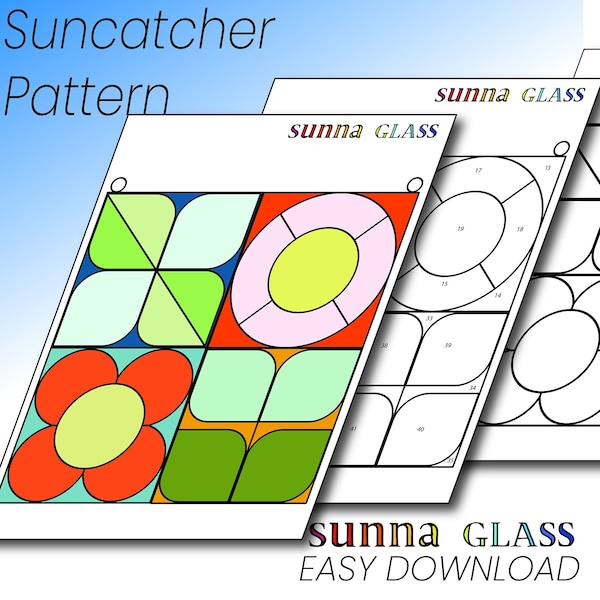 Folk Flower Suncatcher Pattern, Downloadable PDF Stained Glass Flower ...