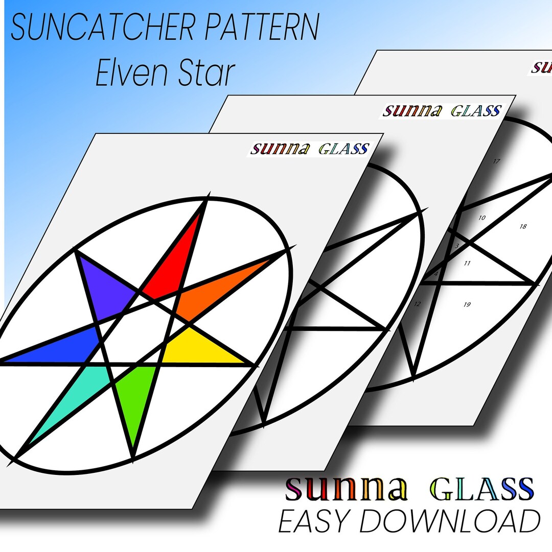 Seven Pointed Star Suncatcher Pattern, Downloadable PDF Stained Glass ...