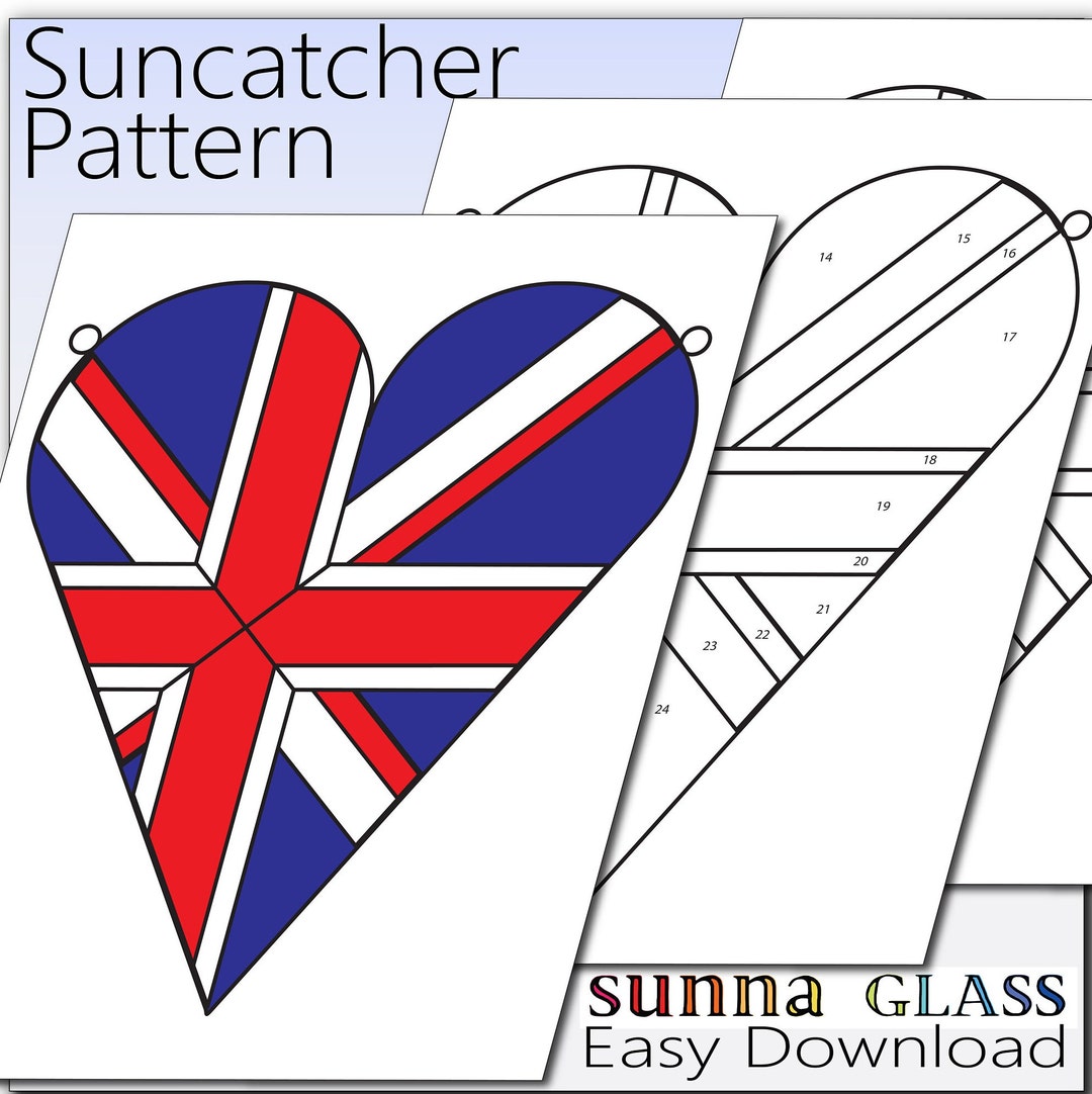 Union Jack Heart Suncatcher Pattern, Downloadable PDF British Heart ...
