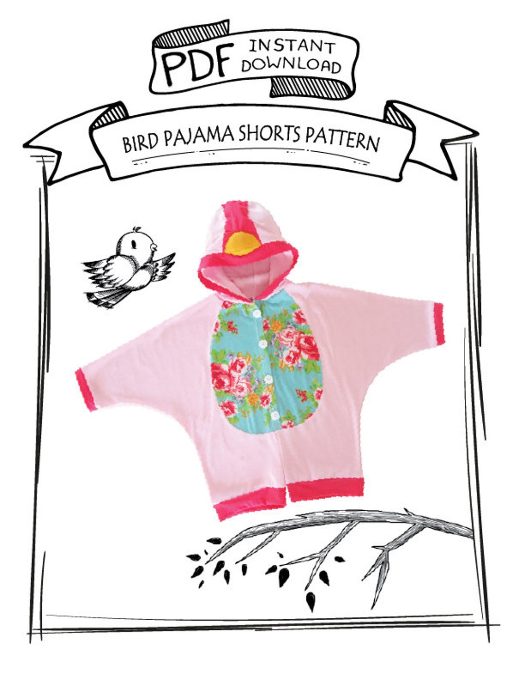 PDF Instant Download - Bird Shorts Pjs - Etsy
