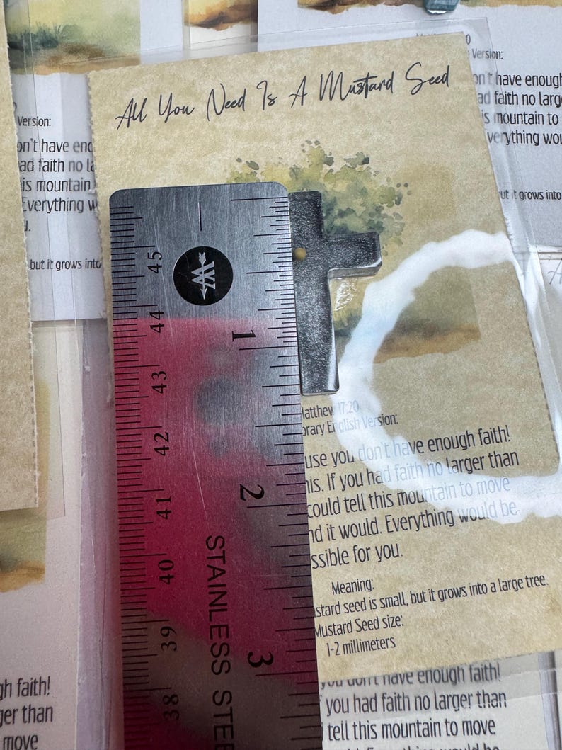 Handcrafted Mustard Seed Cross Pocket Hugs With Custom-made Laminated ...